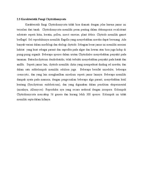 23 Karakteristik Fungi Chytridiomycota Pdf