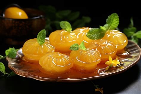 Premium Photo Lemon Sweets In Lemon Syrup Generative Ai