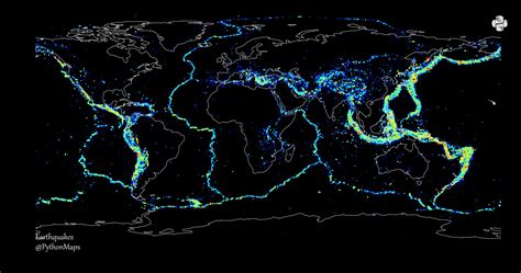 python maps on twitter this map shows all of the earthquakes with a magnitude greater than 4 0