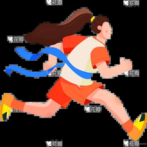 健身系列扁平插画人物跑步元素素材 花瓣网