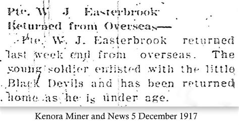 Biography For Ww1 Veteran William James Arthur Easterbrook Canadian