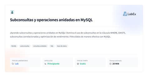 Subconsultas Y Operaciones Anidadas En Mysql Labex