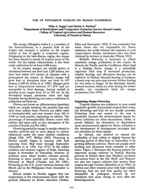 Potassium Nitrate For Mango Flowering Pdf Mango Flowers