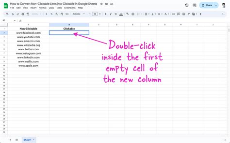 Convert Non Clickable Links Into Clickable In Google Sheets
