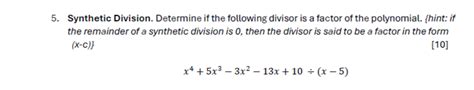 Solved Determine If ﻿the Following Divisor Is ﻿a Factor Of