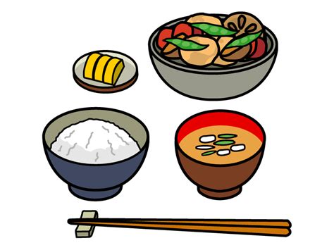 焼き魚・鮭定食のイラスト イラスト無料・かわいいテンプレート