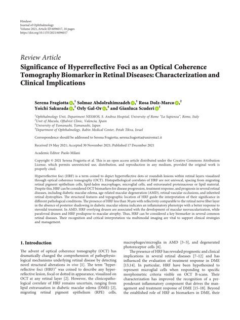 Pdf Significance Of Hyperreflective Foci As An Optical Coherence