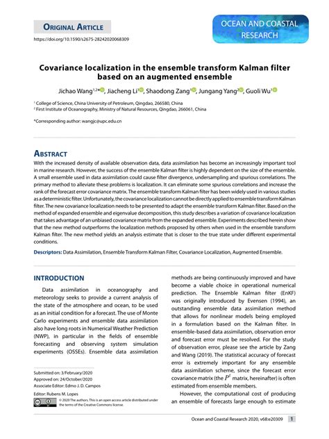 Pdf Covariance Localization In The Ensemble Transform Kalman Filter Based On An Augmented Ensemble