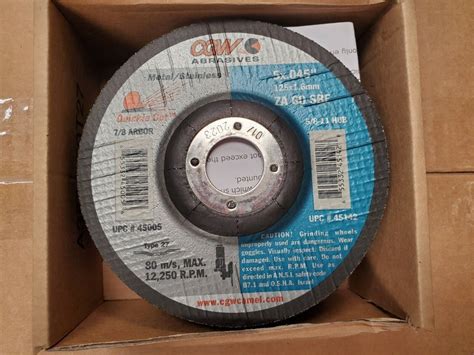 Cgw Abrasives 45005 5x045x78 T27 Za60 S Bf Quickie Co Whl For
