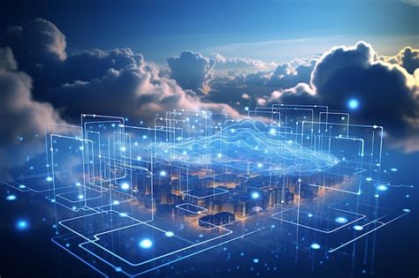 Premium Photo Generative AI Image Of Digital Technology Concept With Cloud Data Storage And