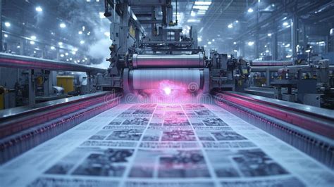 High Tech Printing Press In Action During Production Stock Illustration Illustration Of