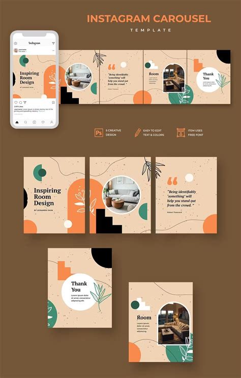 Modern Interior Instagram Carousel Template In Psd Format Instagram Template Instagram Story