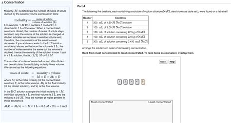 Solved Molarity M Is Defined As The Number Of Moles Of Chegg Com