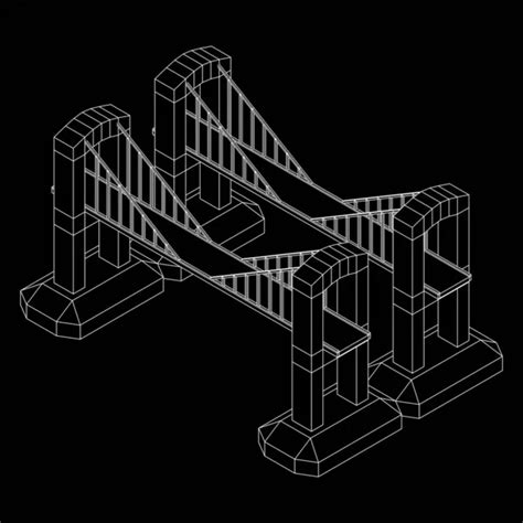 Bridge Connection Structure Wireframe Stock Vector By ©newb1 380938564