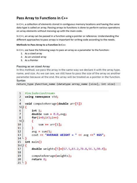 Pass Array To Functions In C Pdf