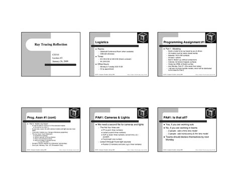 Assignment 1 For Ray Tracing Reflection Slides Cs 510 Docsity