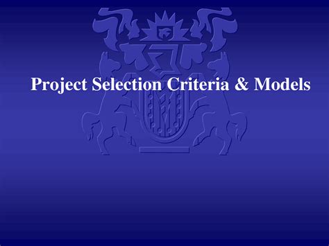 SOLUTION Project Selection Criteria And Models Studypool
