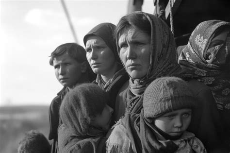 Historical Photographs Portraying The Forced Migration And Displacement Premium Ai Generated Image