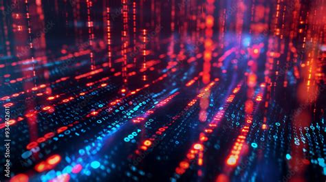 Abstract Digital Background Featuring Flowing Binary Code And Dynamic