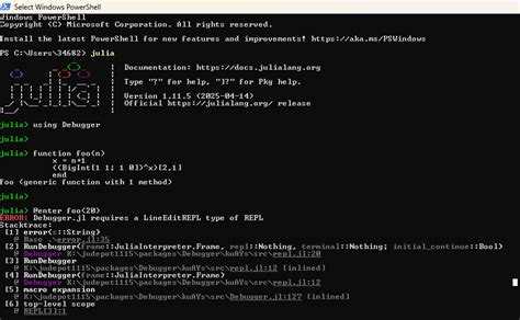 ERROR Debugger Jl Requires A LineEditREPL Type Of REPL New To Julia Julia Programming Language