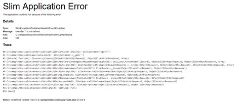 Php Slim Error Type Slimexceptioncontainervaluenotfoundexception
