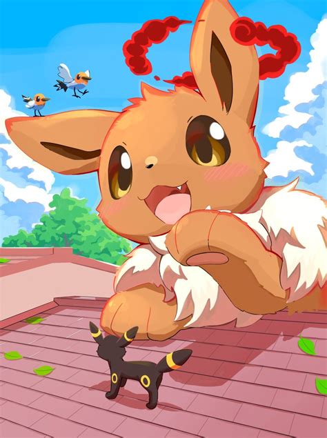 Thematy Eevee Fletchinder Gigantamax Eevee Umbreon Creatures