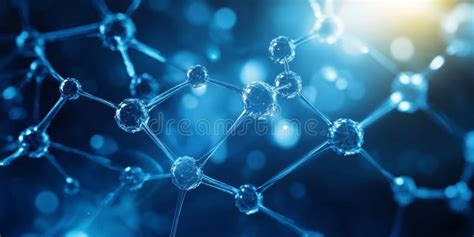 Luminous Blue Molecular Structure With Connected Nodes And Bright Energy Pathways On Blue