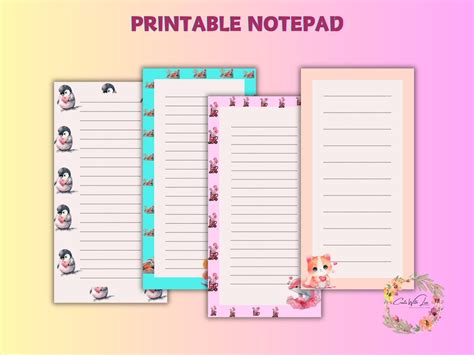 Printable Notepad Pdf File Notepad Pdf Notepad Printable Memo Pad Cute Stationary Printable