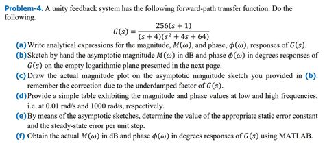 Problem 4 ﻿a Unity Feedback System Has The Following