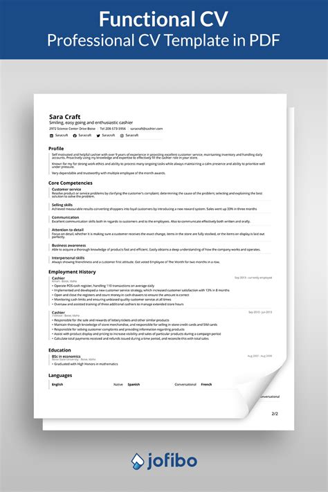 Functional CV Template Cv Template Best Cv Template Downloadable Resume Template