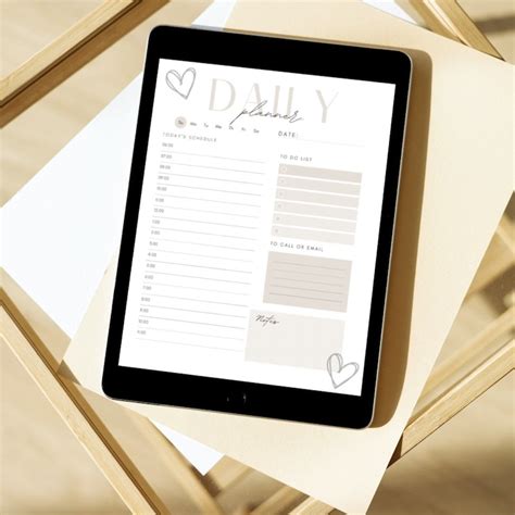 Minimalist Nude Daily Planner Printable One Page Download Etsy