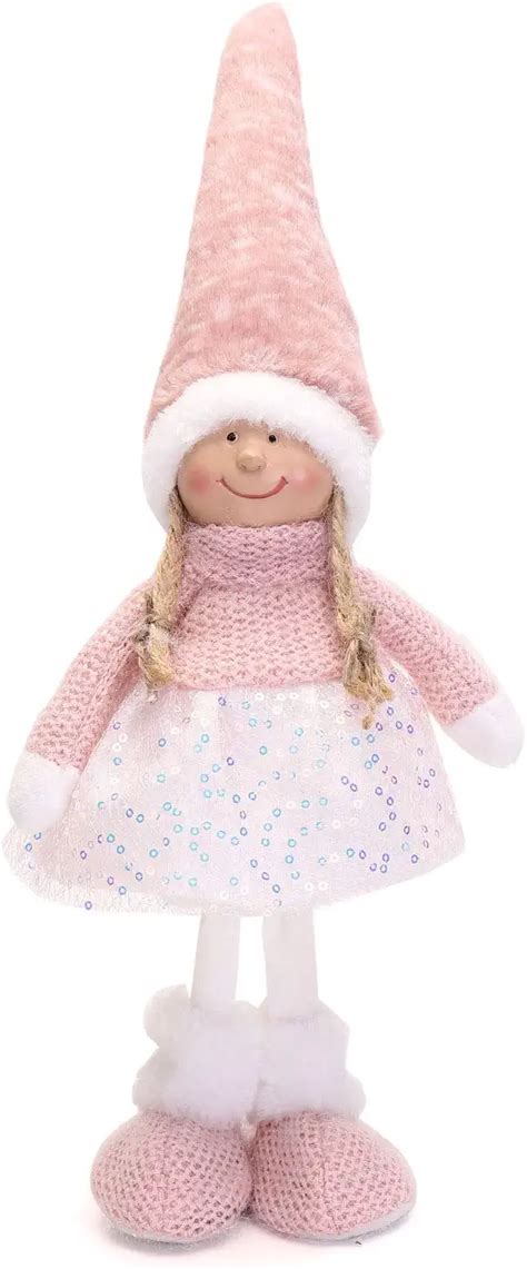 دکوراسیون 16 اینچ دست ساز کریسمس گنوم مجسمه های سوئدی دختر صورتی