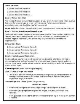 Event Planning Project From Vision To Celebration By Study Smart Resources