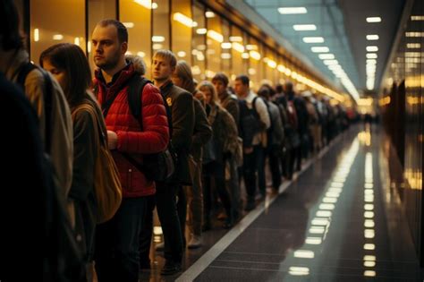 Premium Ai Image Queue Line Of People Waiting For Their Turn