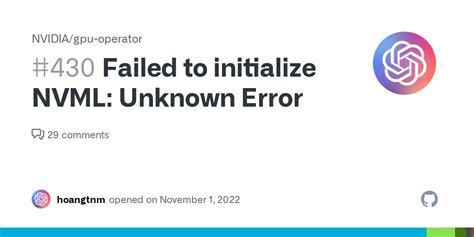 Failed To Initialize Nvml Unknown Error · Issue 430 · Nvidiagpu