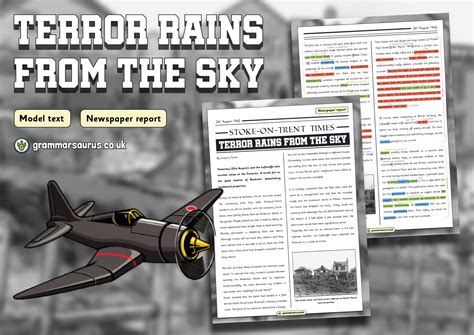 year 6 model text newspaper report terror rains from the sky grammarsaurus