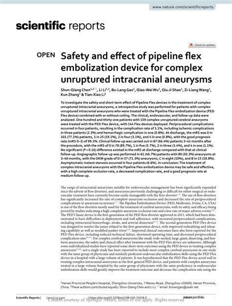 Pdf Safety And Effect Of Pipeline Flex Embolization Device For