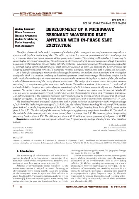 Pdf Development Of A Microwave Resonant Waveguide Slot Antenna With