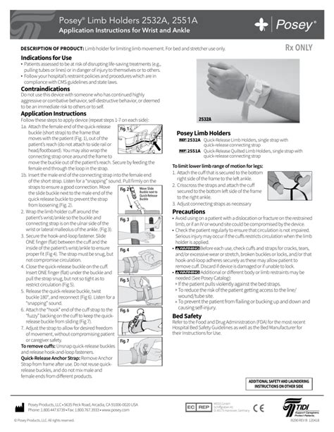 Posey Limb Holder Instructions 2532a And 2551a