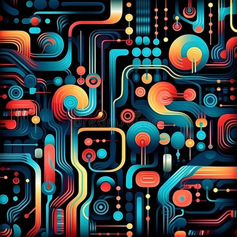 Abstract Geometric Digital Art Design Featuring Vibrant Shapes Ai Generated Stock Illustration