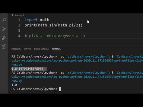فیلم آموزشی تابع سینوسی در پایتون نحوه کار با سینوس بر حسب رادیان و