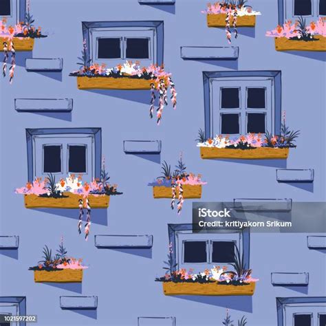 여름 느낌 벡터 일러스트 레이 션 패션 Fabrc 및 모든 지문에 대 한 디자인에 창문이 벽의 멋진 완벽 한 패턴 배경 거리에 대한 스톡 벡터 아트 및 기타 이미지 Istock