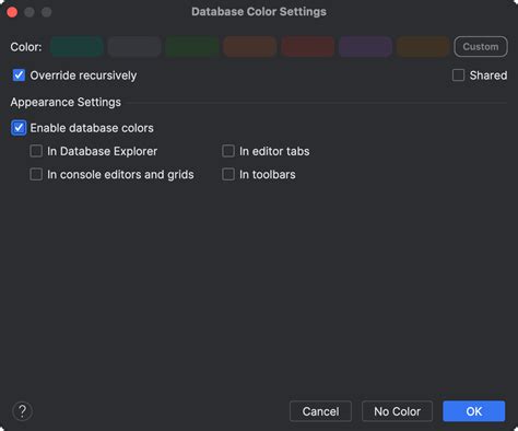 Database Color Settings Dialog JetBrains Rider Documentation