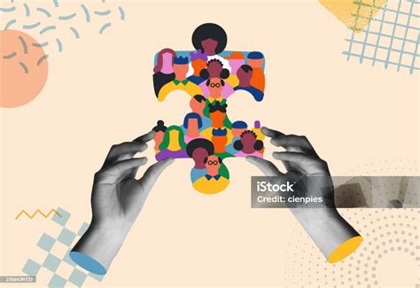 퍼즐 모양과 인간의 손 카드 개념 벡터 일러스트 레이 션에 다양 한 사람들 다민족 그룹에 대한 스톡 벡터 아트 및 기타 이미지 다민족 그룹 다양성 비즈니스 Istock