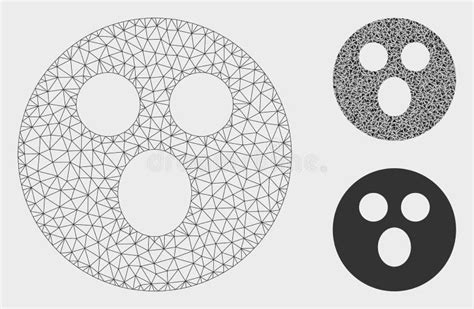 Surprized Smiley Vector Mesh Wire Frame Model And Triangle Mosaic Icon Stock Vector