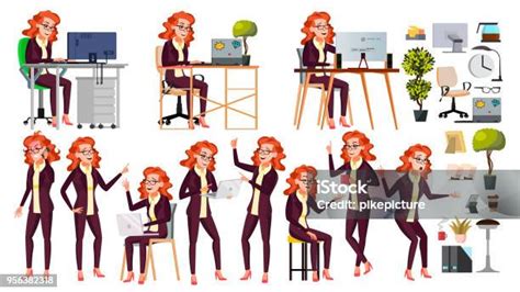 사무실 작업자 벡터입니다 여자입니다 전문 책임자 기입니다 사업 여성입니다 여자 얼굴의 감정 평면 캐릭터 일러스트를 절연 가득