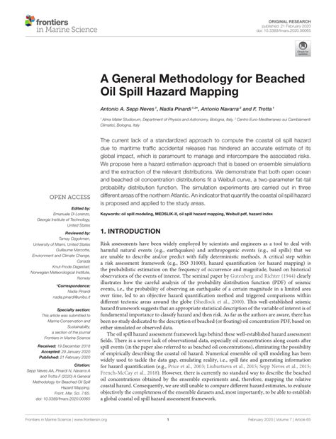 PDF A General Methodology For Beached Oil Spill Hazard Mapping