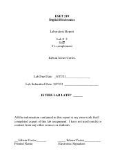 ESET Lab Report Pdf ESET Digital Electronics Laboratory Report Lab Title S