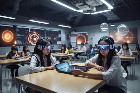 Premium Ai Image The Integration Of Augmented Reality In The Futuristic Classroom