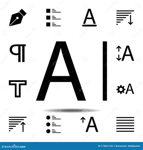 character text icon simple glyph flat vector of text editor set